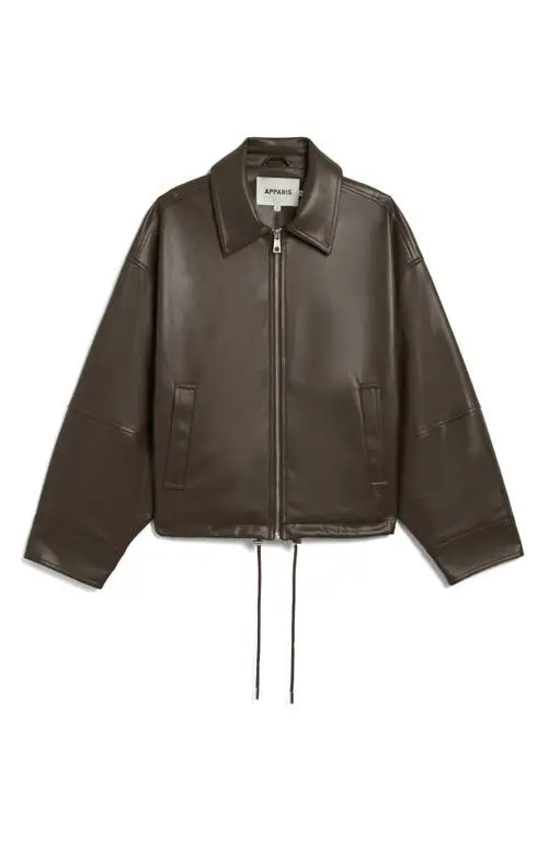 Apparis Ada Faux Leather Bomber Jacket - Deep Brown