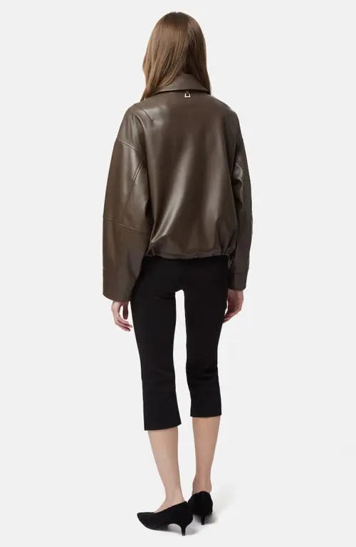 Apparis Ada Faux Leather Bomber Jacket - Deep Brown