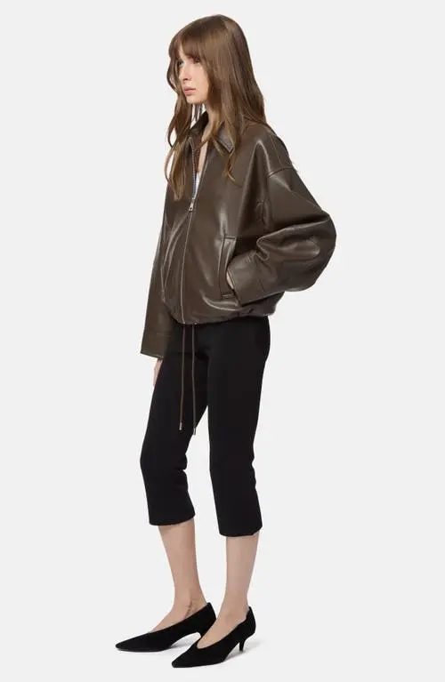 Apparis Ada Faux Leather Bomber Jacket - Deep Brown