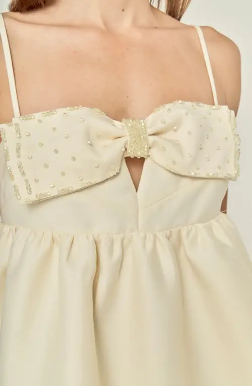 Endless Rose Rhinestone Bow Babydoll Mini Dress
