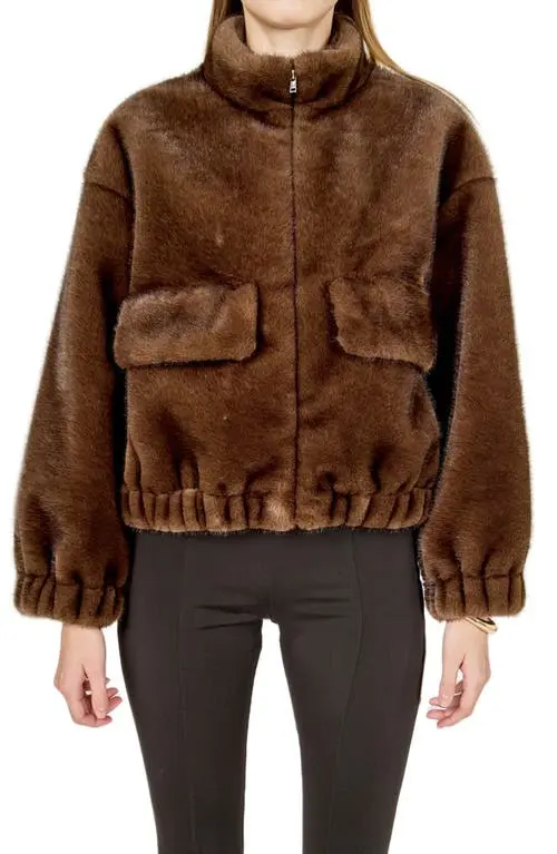 Endless Rose Faux Fur Bomber Jacket