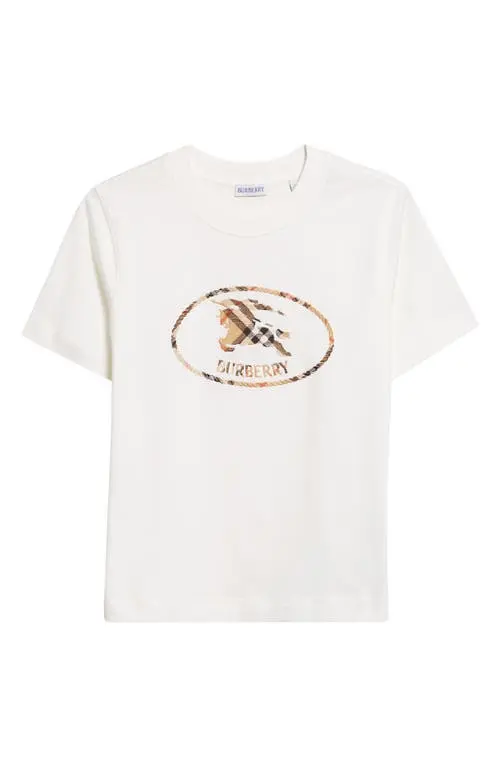 Burberry Embroidered Cotton T-shirt - Chalk