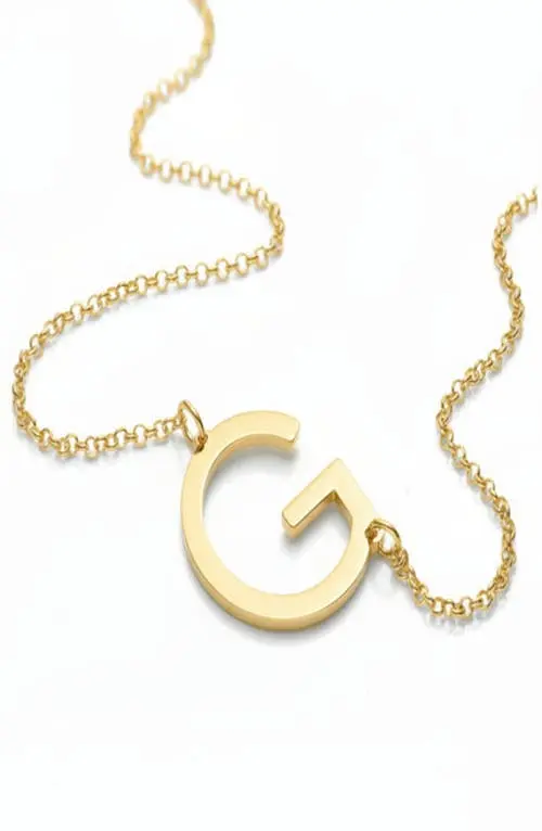 OAK & LUNA Sideways Initial Necklace In Gold Plated Sterling Silver - Letter G
