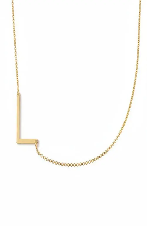 OAK & LUNA Sideways Initial Necklace In Gold Plated Sterling Silver - Letter L