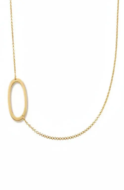 OAK & LUNA Sideways Initial Necklace In Gold Plated Sterling Silver - Letter O