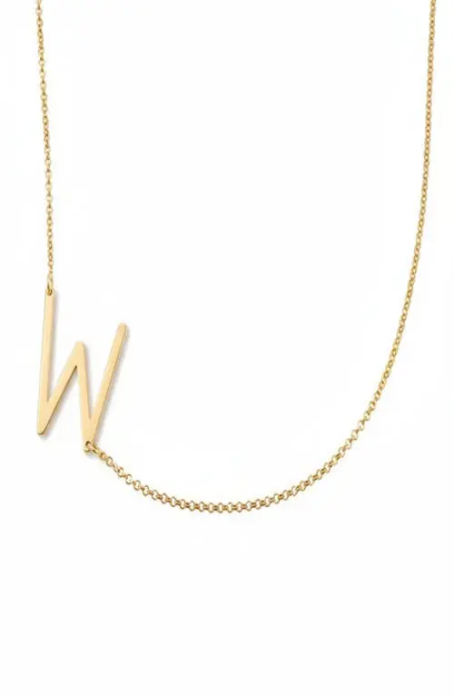 OAK & LUNA Sideways Initial Necklace In Gold Plated Sterling Silver - Letter W