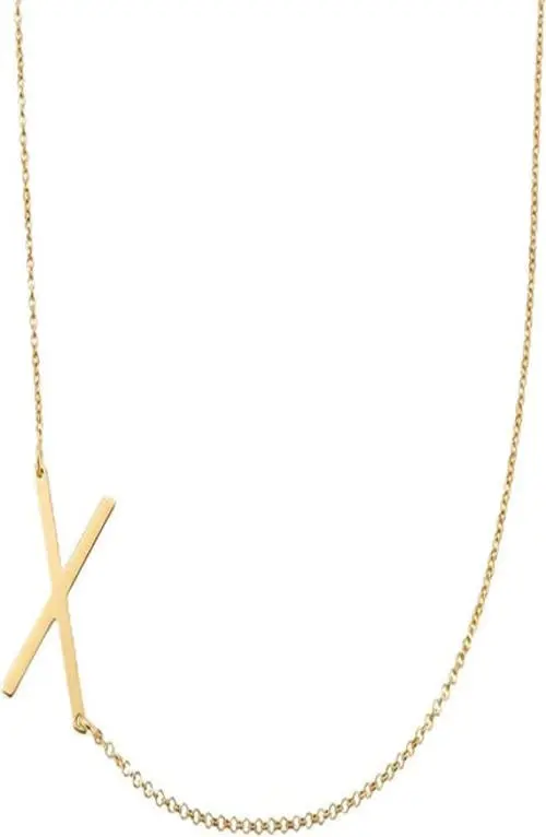OAK & LUNA Sideways Initial Necklace In Gold Plated Sterling Silver - Letter X