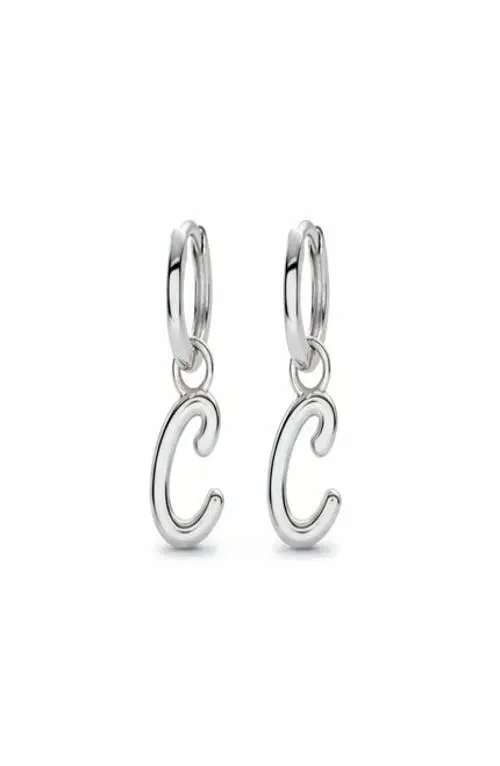 OAK & LUNA Mini Signature Initial Huggie Earrings - Letter C