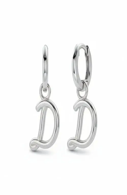 OAK & LUNA Mini Signature Initial Huggie Earrings - Letter D