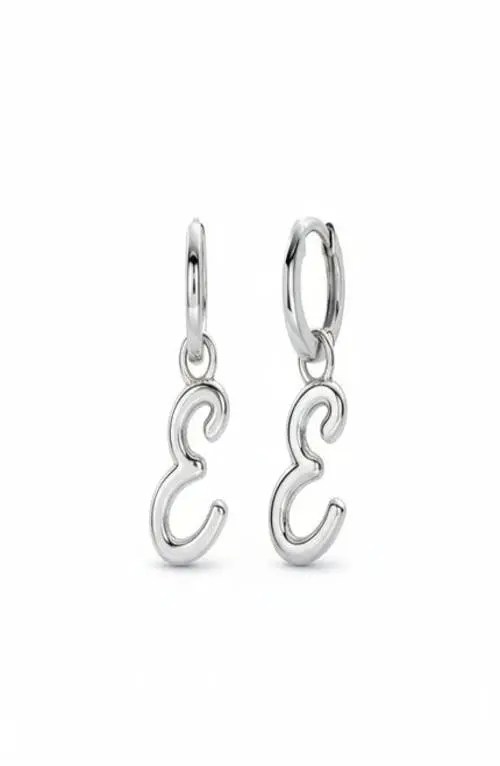 OAK & LUNA Mini Signature Initial Huggie Earrings - Letter E