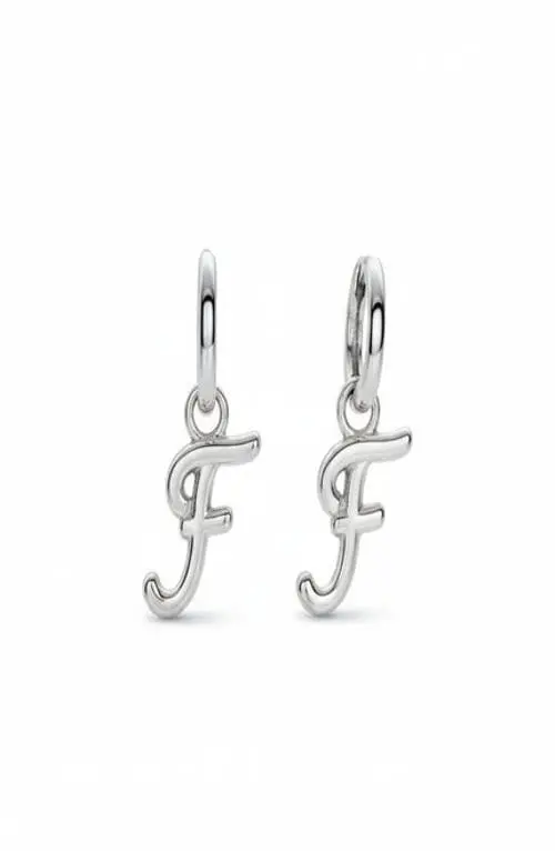 OAK & LUNA Mini Signature Initial Huggie Earrings - Letter F