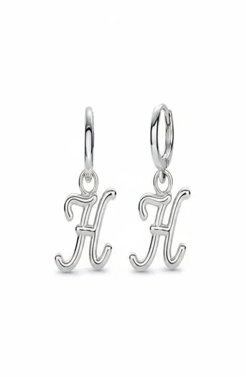 OAK & LUNA Mini Signature Initial Huggie Earrings - Letter H