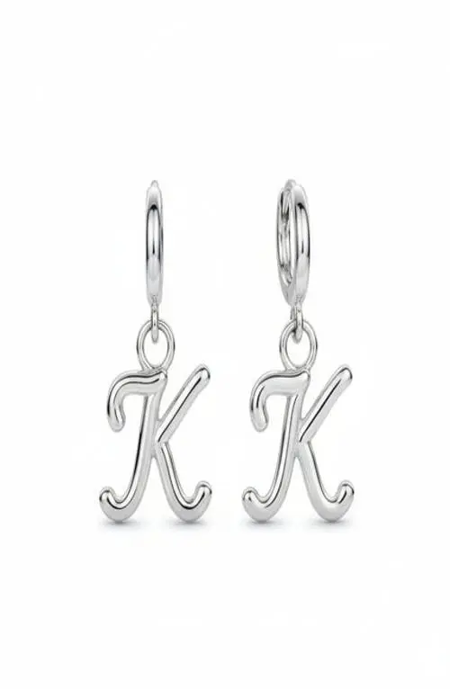 OAK & LUNA Mini Signature Initial Huggie Earrings - Letter K