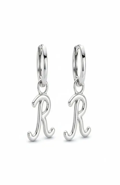 OAK & LUNA Mini Signature Initial Huggie Earrings - Letter R