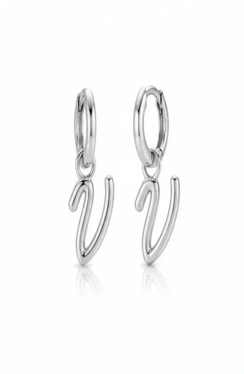 OAK & LUNA Mini Signature Initial Huggie Earrings - Letter V