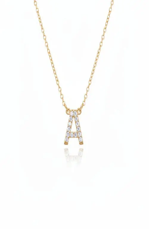 OAK & LUNA 14k Solid Gold Zoe Initial Necklace With Diamonds - Letter A