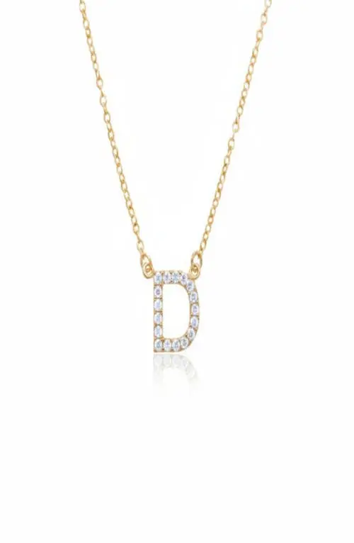 OAK & LUNA 14k Solid Gold Zoe Initial Necklace With Diamonds - Letter D