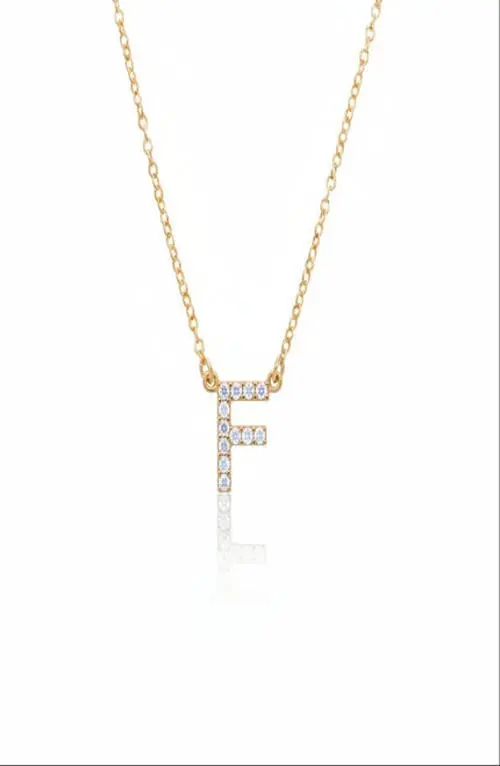 OAK & LUNA 14k Solid Gold Zoe Initial Necklace With Diamonds - Letter F