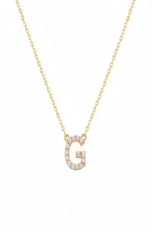 OAK & LUNA 14k Solid Gold Zoe Initial Necklace With Diamonds - Letter G