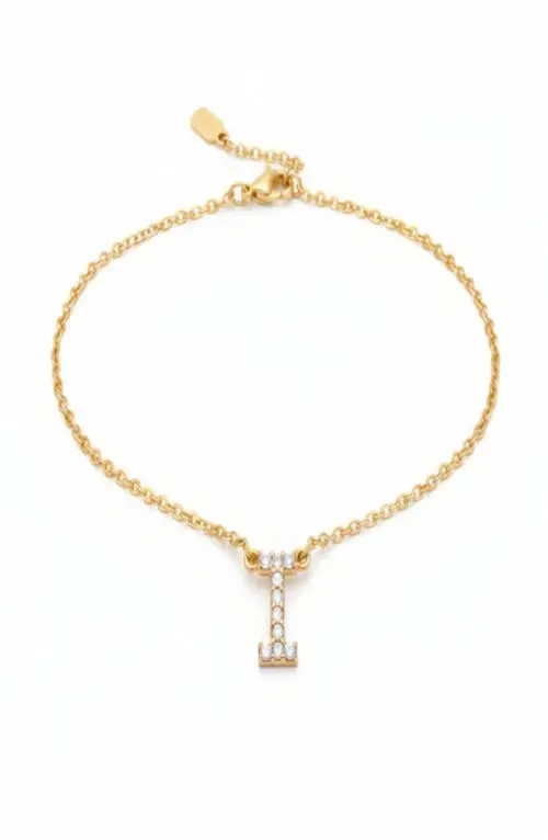 OAK & LUNA 14k Solid Gold Zoe Initial Necklace With Diamonds - Letter I