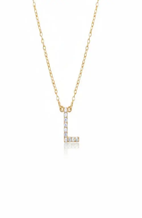 OAK & LUNA 14k Solid Gold Zoe Initial Necklace With Diamonds - Letter L