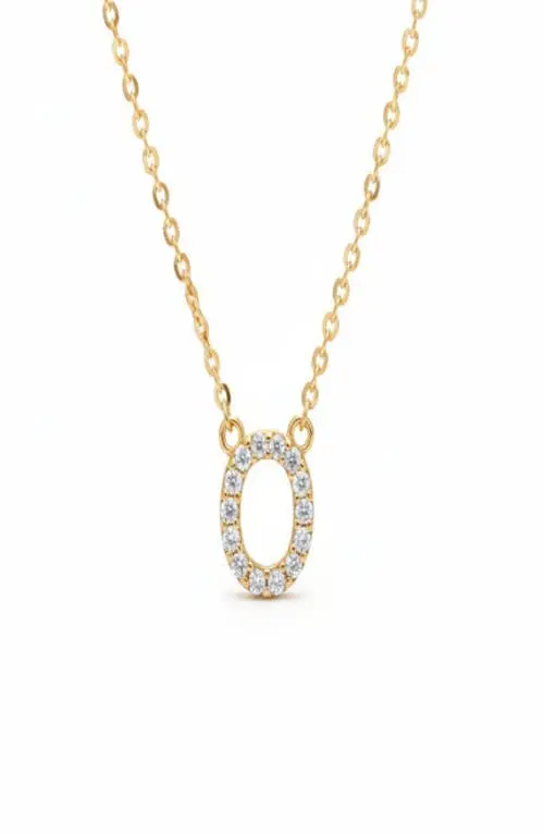 OAK & LUNA 14k Solid Gold Zoe Initial Necklace With Diamonds - Letter O