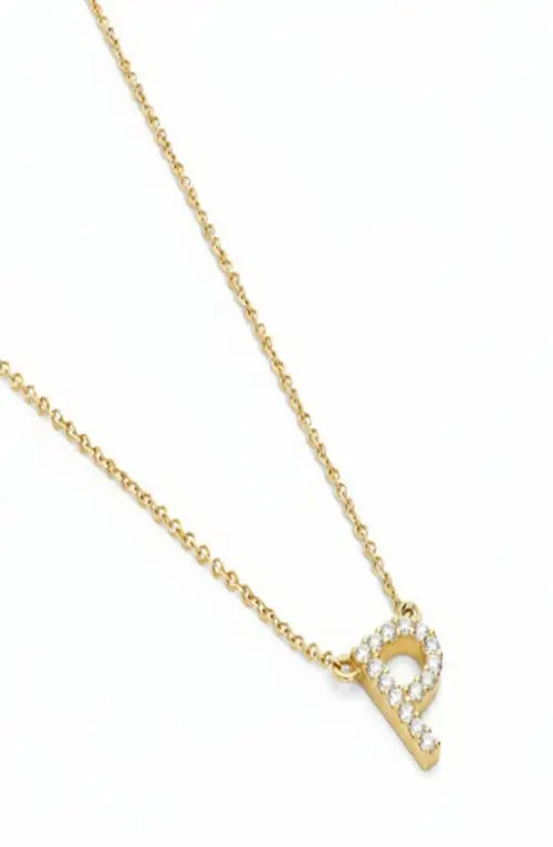 OAK & LUNA 14k Solid Gold Zoe Initial Necklace With Diamonds - Letter P