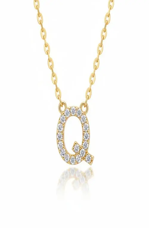 OAK & LUNA 14k Solid Gold Zoe Initial Necklace With Diamonds - Letter Q
