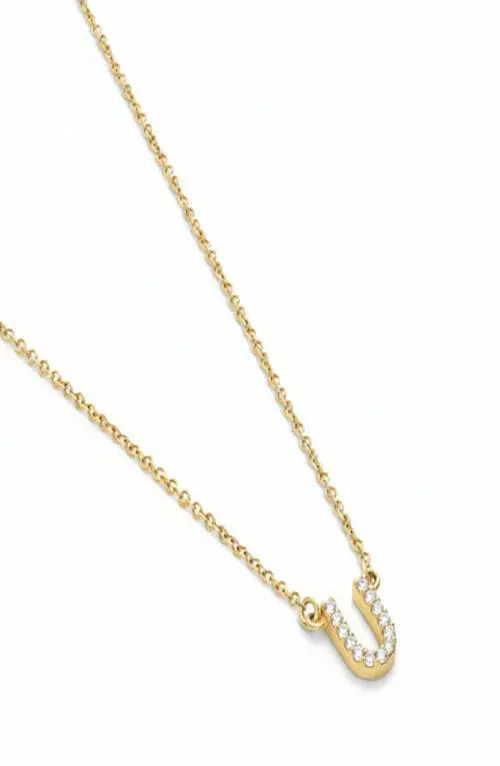 OAK & LUNA 14k Solid Gold Zoe Initial Necklace With Diamonds - Letter U