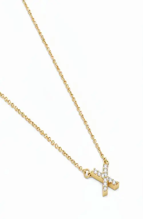 OAK & LUNA 14k Solid Gold Zoe Initial Necklace With Diamonds - Letter X
