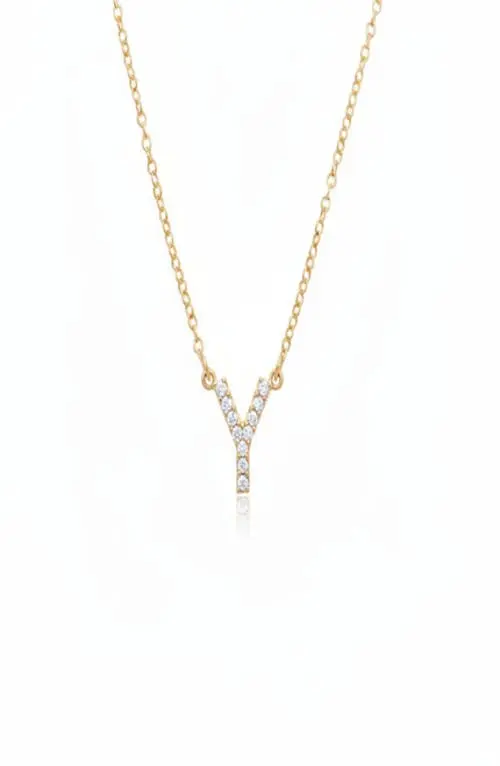 OAK & LUNA 14k Solid Gold Zoe Initial Necklace With Diamonds - Letter Y