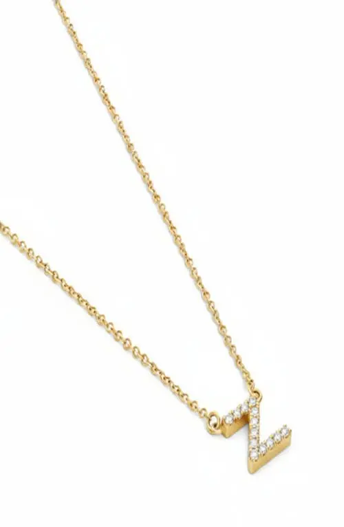 OAK & LUNA 14k Solid Gold Zoe Initial Necklace With Diamonds - Letter Z