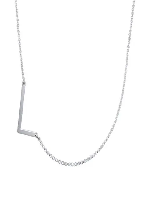 OAK & LUNA Sideways Initial Necklace In Sterling Silver - Letter L
