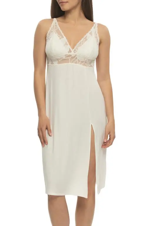 Felina Annalisa Lace Trim Chemise - Whisper White