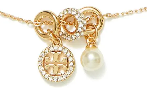 Tory Burch Miller Pavé Pendant Charm Necklace