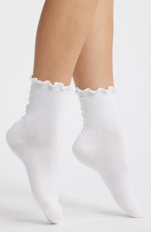 UGG Karsyn Ii Lettuce Edge Quarter Socks - White