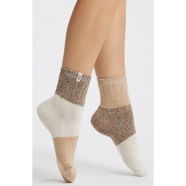 UGG Jhene Mismatched Colorblock Quarter Socks - Dense Smoke Multi