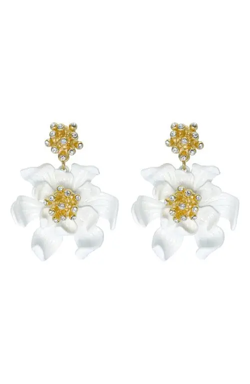 Ted Baker London Furled Flower Enamel Drop Earrings - Metallic Gold