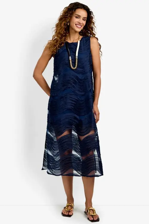 Trina Turk Belisama Organza Midi Dress - Ink