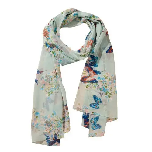TEN THOUSAND VILLAGES Komal Butterfly Chiffon Scarf - Multi Color