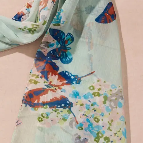 TEN THOUSAND VILLAGES Komal Butterfly Chiffon Scarf