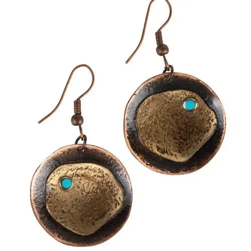 TEN THOUSAND VILLAGES Adrifthammered Copper Earrings - Multi Color