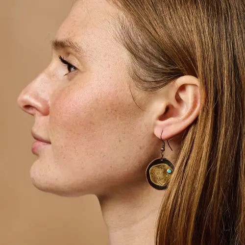 TEN THOUSAND VILLAGES Adrift Hammered Copper Drop Earrings