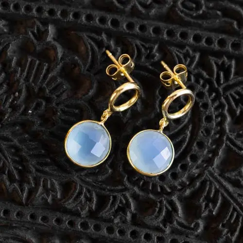 TEN THOUSAND VILLAGES Sona Chalcedony Gem Drop Earrings