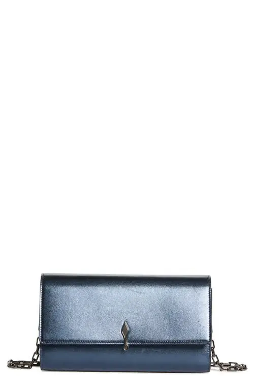 CHRISTIAN LOUBOUTIN Bettina Metallic Leather Wallet On A Chain - 4365 Last Night/gun Metal