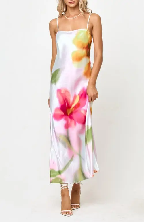 L*Space Gabby Floral Bias Cut Cotton Sateen Cover-up Maxi Dress - Soft Focus Floral