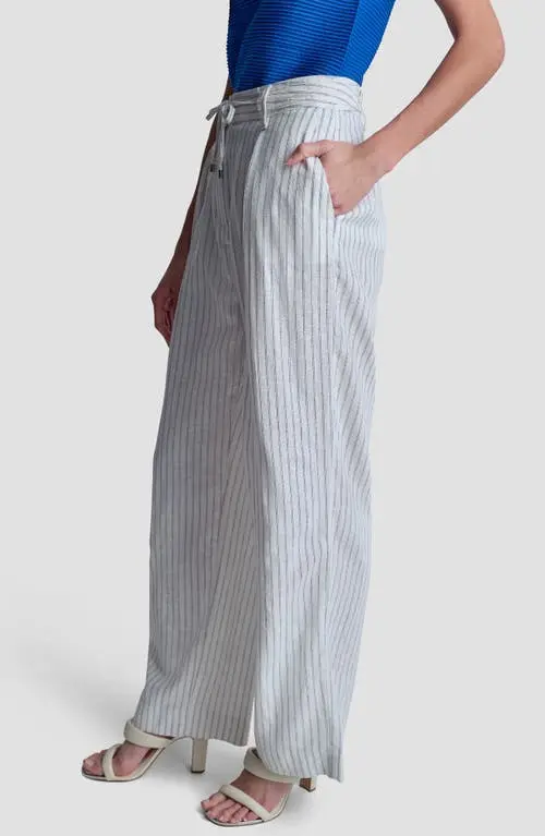 Dkny Striped Linen Blend Drawstring Trousers