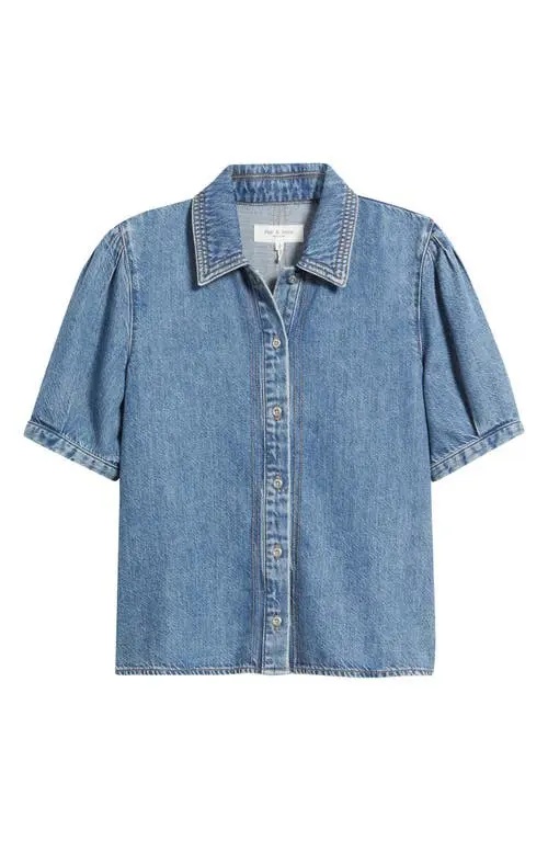 Rag & Bone Featherweight Taylor Short Sleeve Denim Shirt