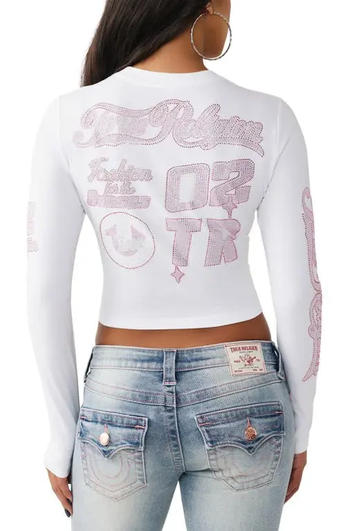 True Religion Sporty Crystal Logo Graphic Long Sleeve T-shirt