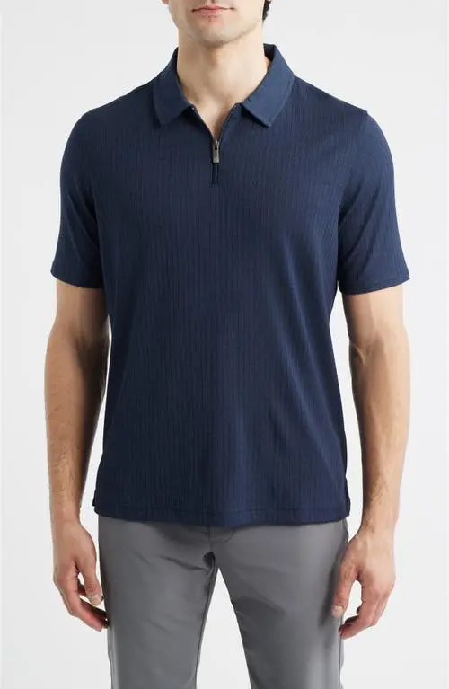 Johnston & Murphy Finn Rib Zip Polo - Navy